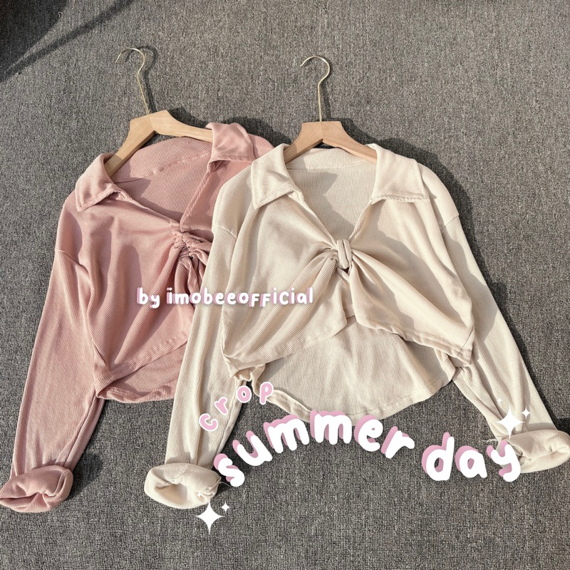 Jual SUMMER DAY CROP KNIT RIBB SERUT // BLOUSE TALI KERUT RIB // CARDI ...