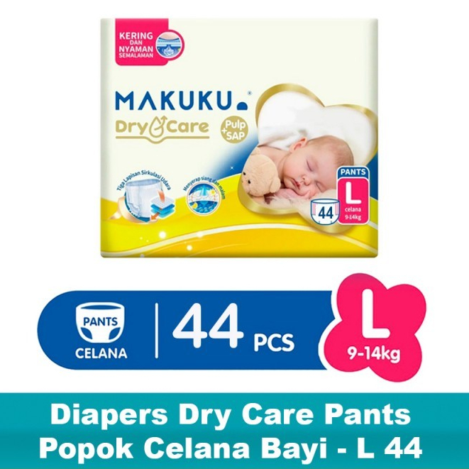 Jual [1 PACK] MAKUKU Diapers Dry Care Pants L44 - Popok Bayi Tipis ...