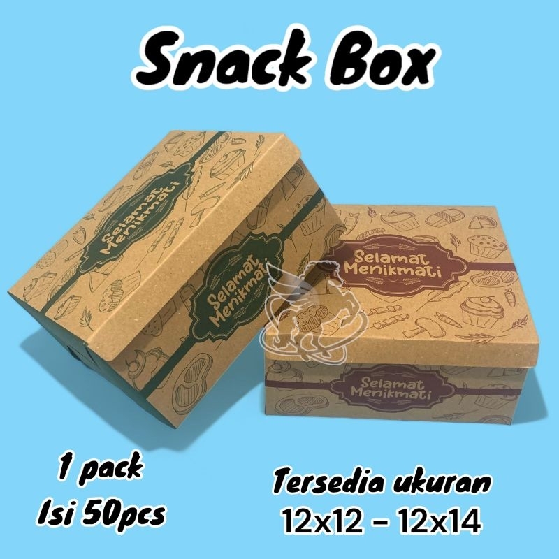 Jual isi 100pcs New Dus Snack Box 12x12 & 12x14 / Dus Kotak Makan Nasi ...