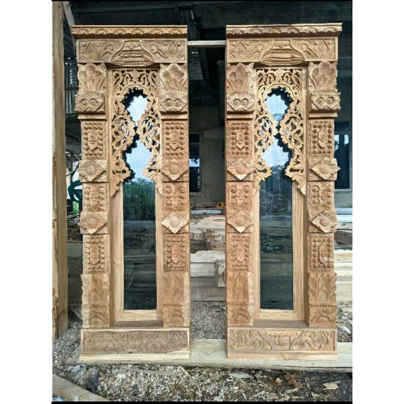 Jual Jendela ukir gebyok minimalis ful kayu jati jepara | Shopee Indonesia