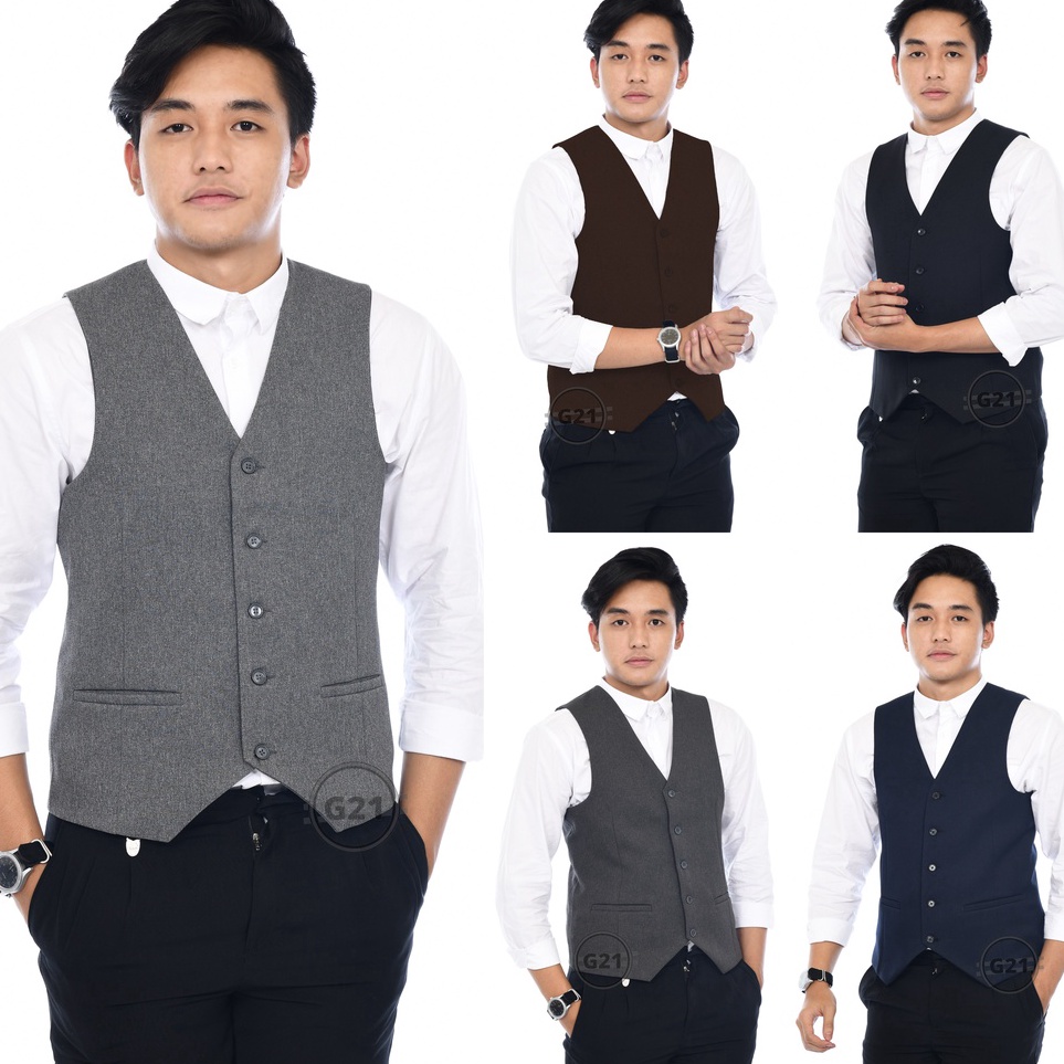 Jual High QualityHh6H1 Rompi Vest Jas Pria Formal Hitam Slimfit Kerja ...