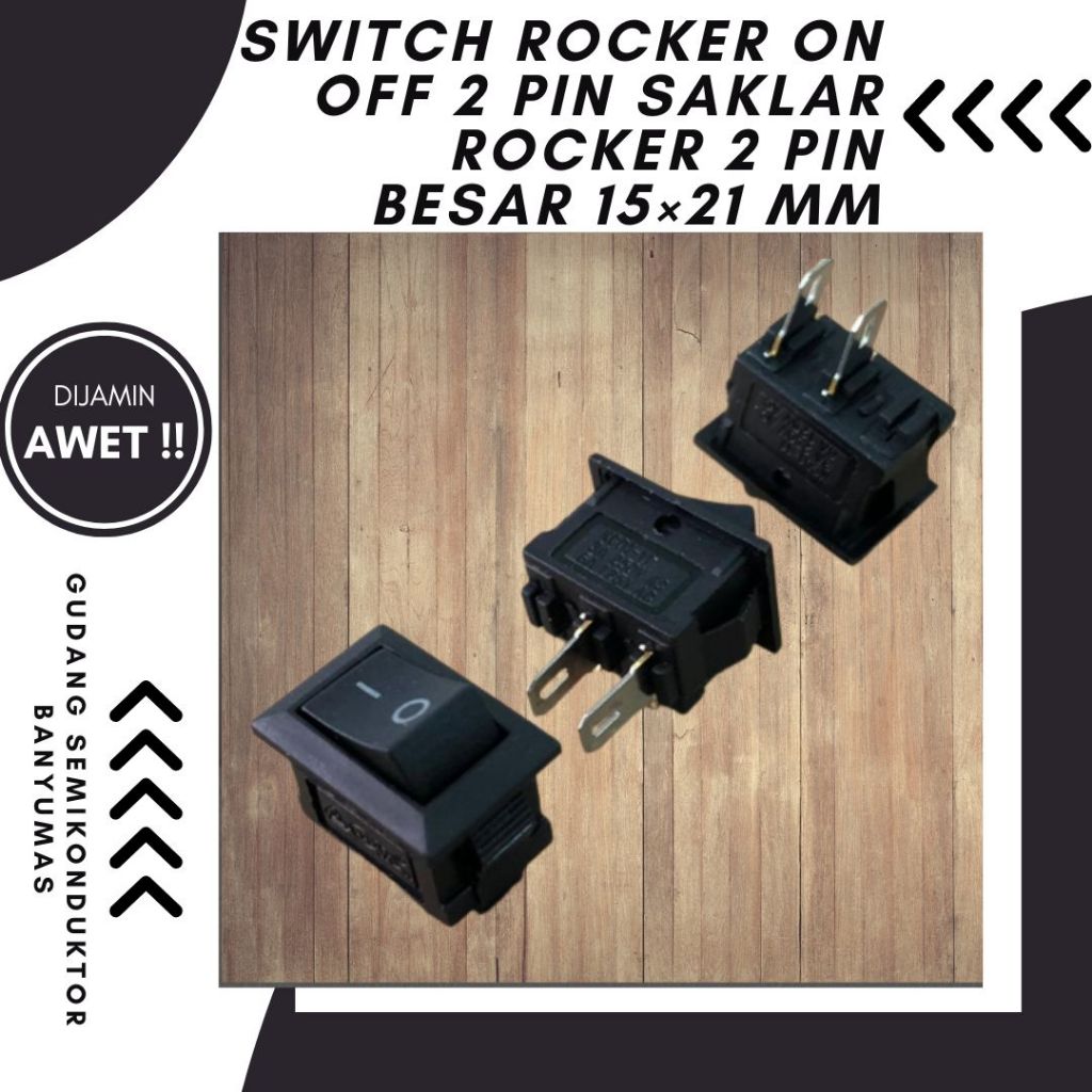 Jual switch rocker on off 2 pin saklar rocker 2 pin besar 21x15mm ...
