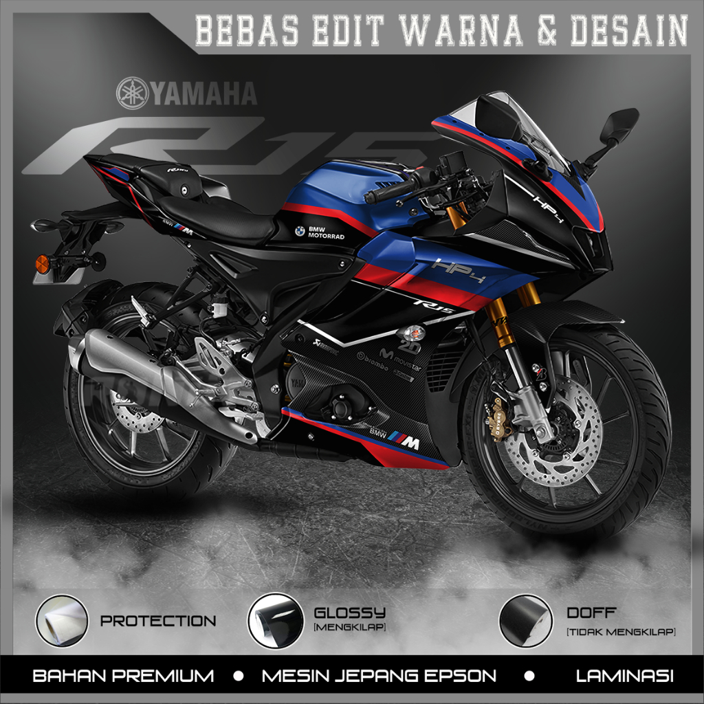 Jual Sticker Decal FULL BODY R15 v4 Motif BMW Livery Black | Shopee ...
