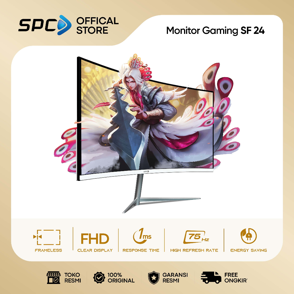 Jual Monitor SPC Gaming SF 24 inch curve frameless full hd | Shopee Indonesia