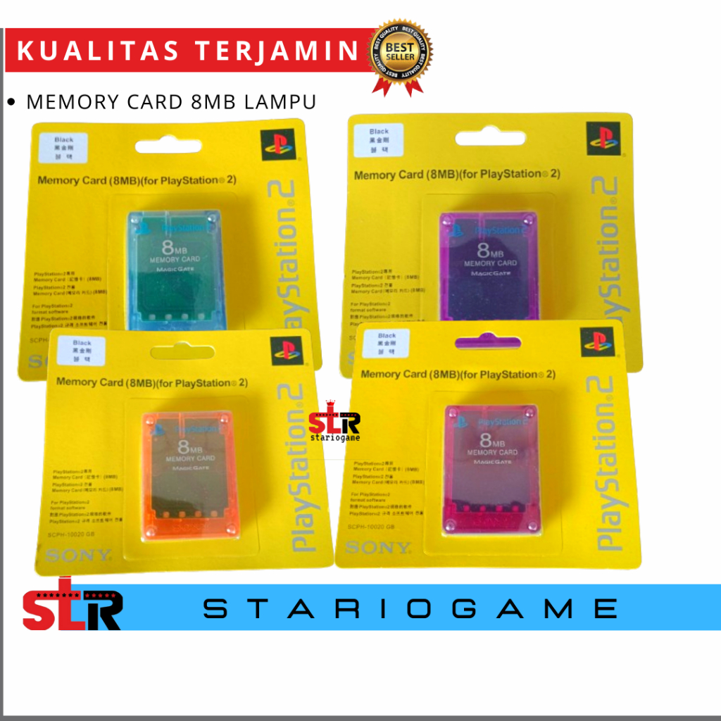 Jual MC ps2 ori 8mb MC ps2 lampu transparan Memory card ps2 hitam bisa ...