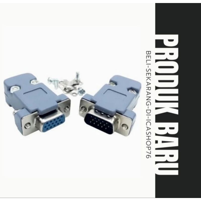 Jual SEPASANG Connector Solder Kepala VGA male + Female with housing ...