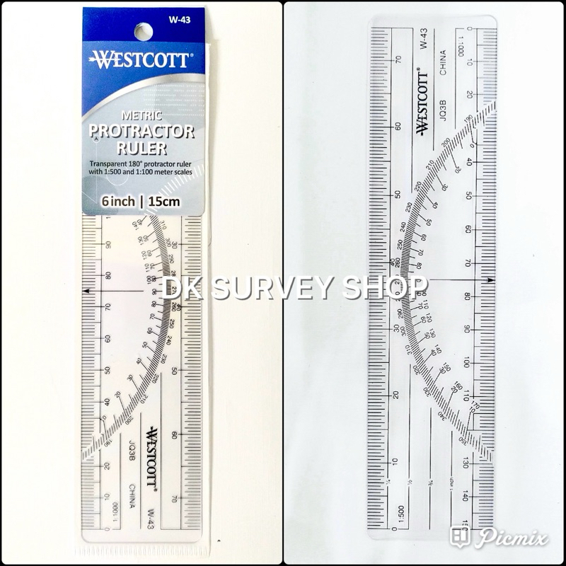 Jual Penggaris Protactor W 43 Metric Ruler Westcott Metric Protractor W43 / Westcott 6 inch (15 ...