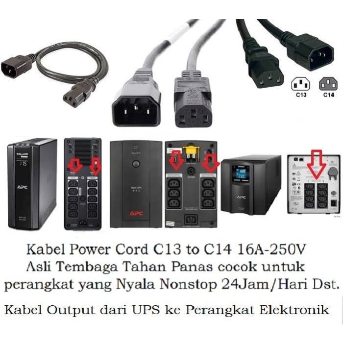 Jual Kabel Power Cord CPU-MONITOR C13-C14 5 meter / Kabel UPS SNI ...