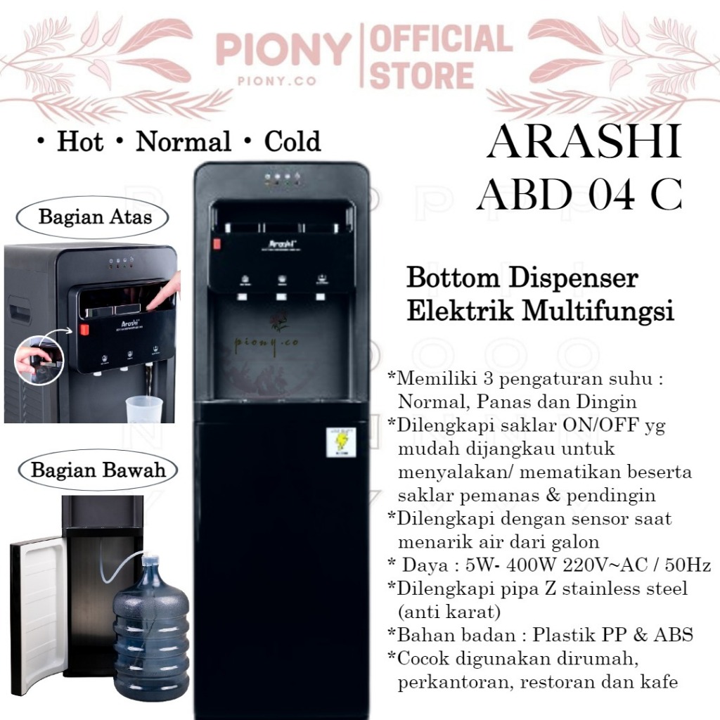 Jual DISPENSER MULTIFUNGSI ARASHI ABD 04C / DISPENSER GALON BAWAH 4 ...