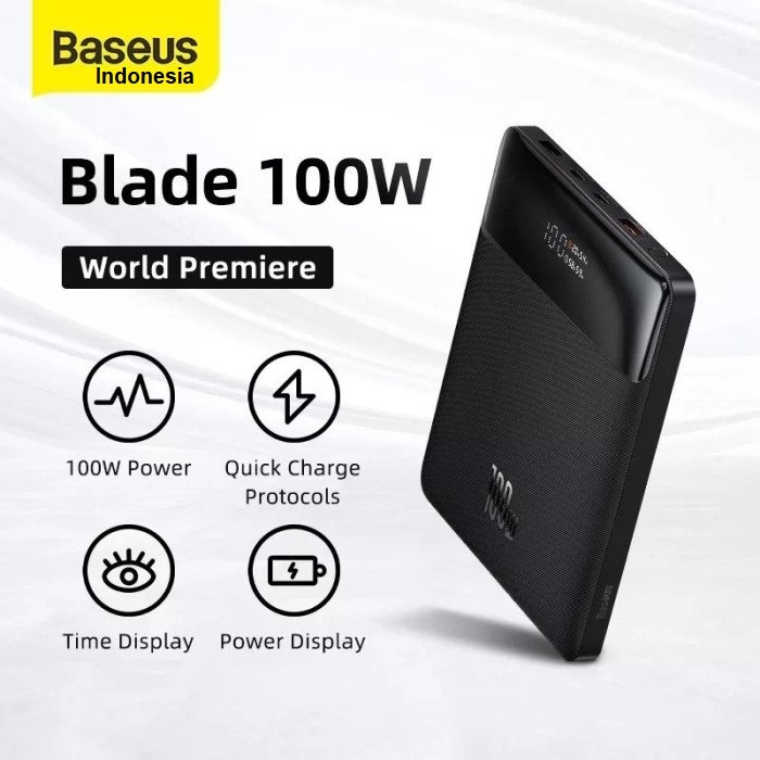 Jual Baseus Laptop Power Bank Blade 100W 20000mAh 3A Digital Display ...