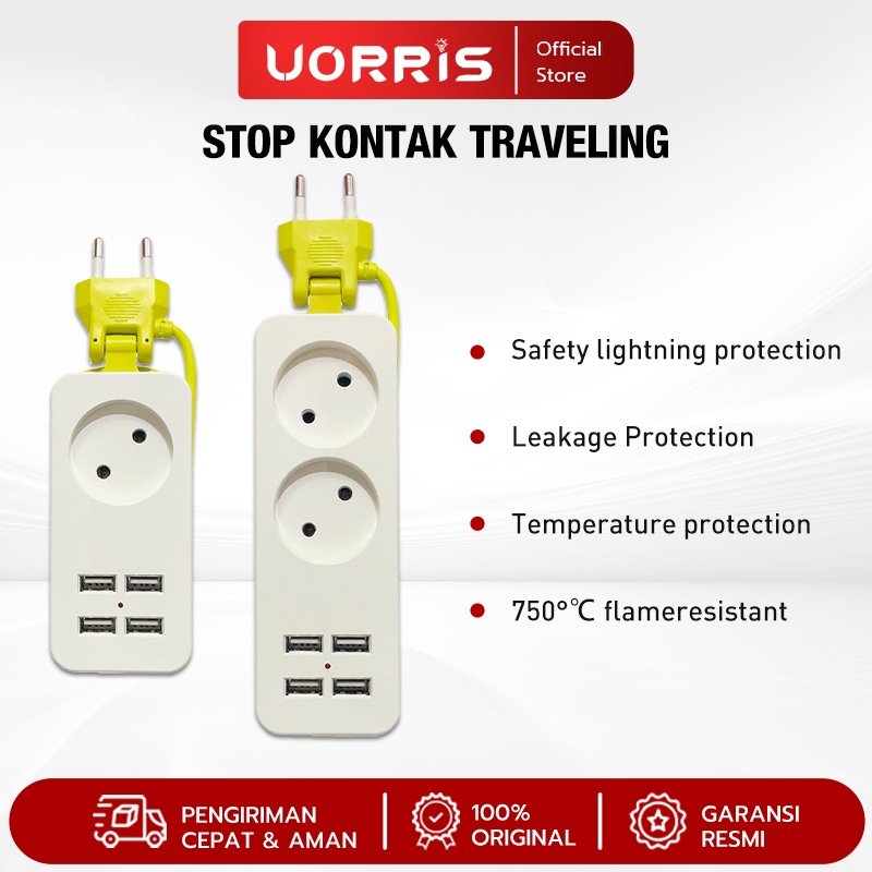 Jual Portable Stop Kontak Travel - 4 USB Port - Kabel 1,5 Meter/Stop ...