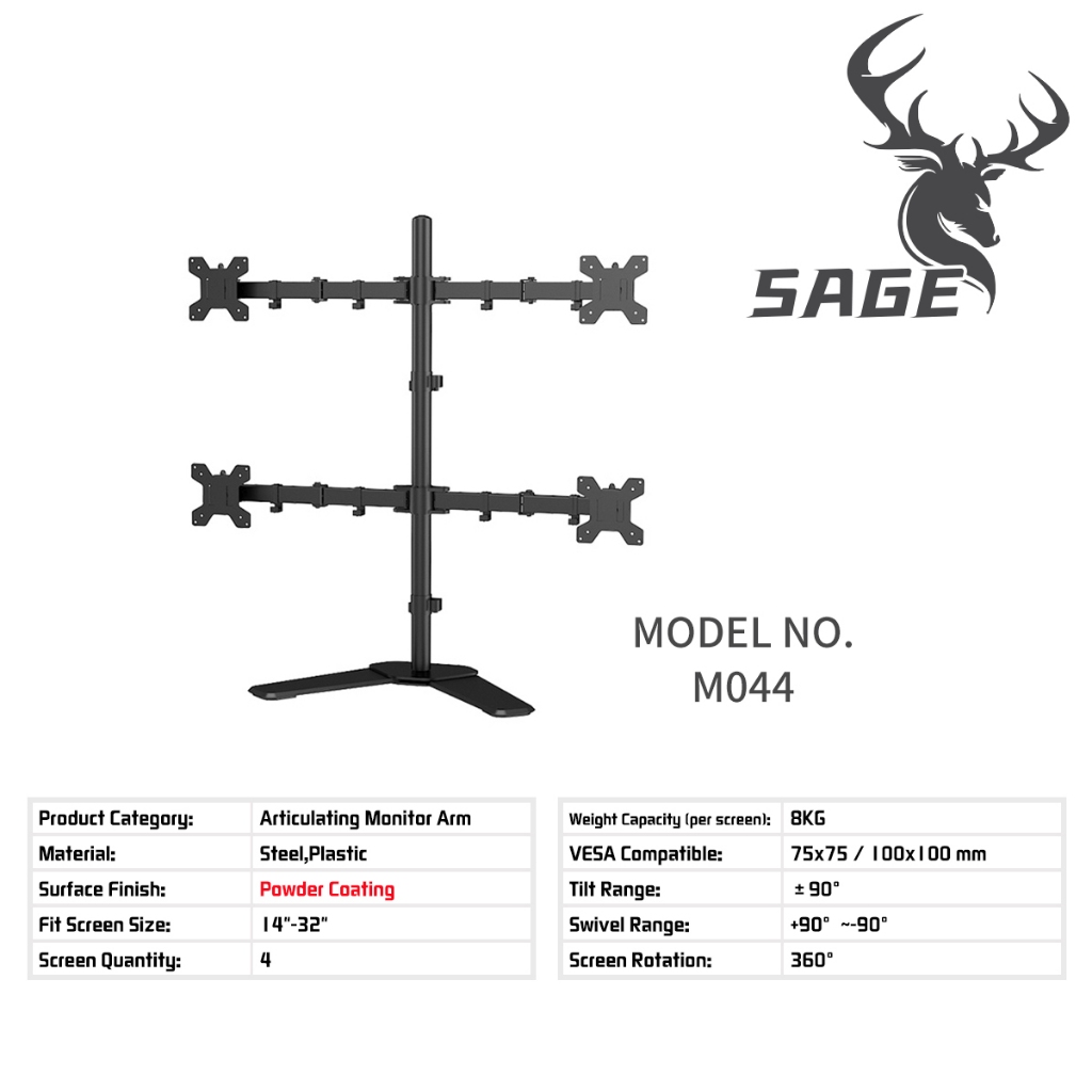 Jual SAGE M044 BRACKET MEJA LCD LED TV 1 Articulati Monitor arm 13 ...