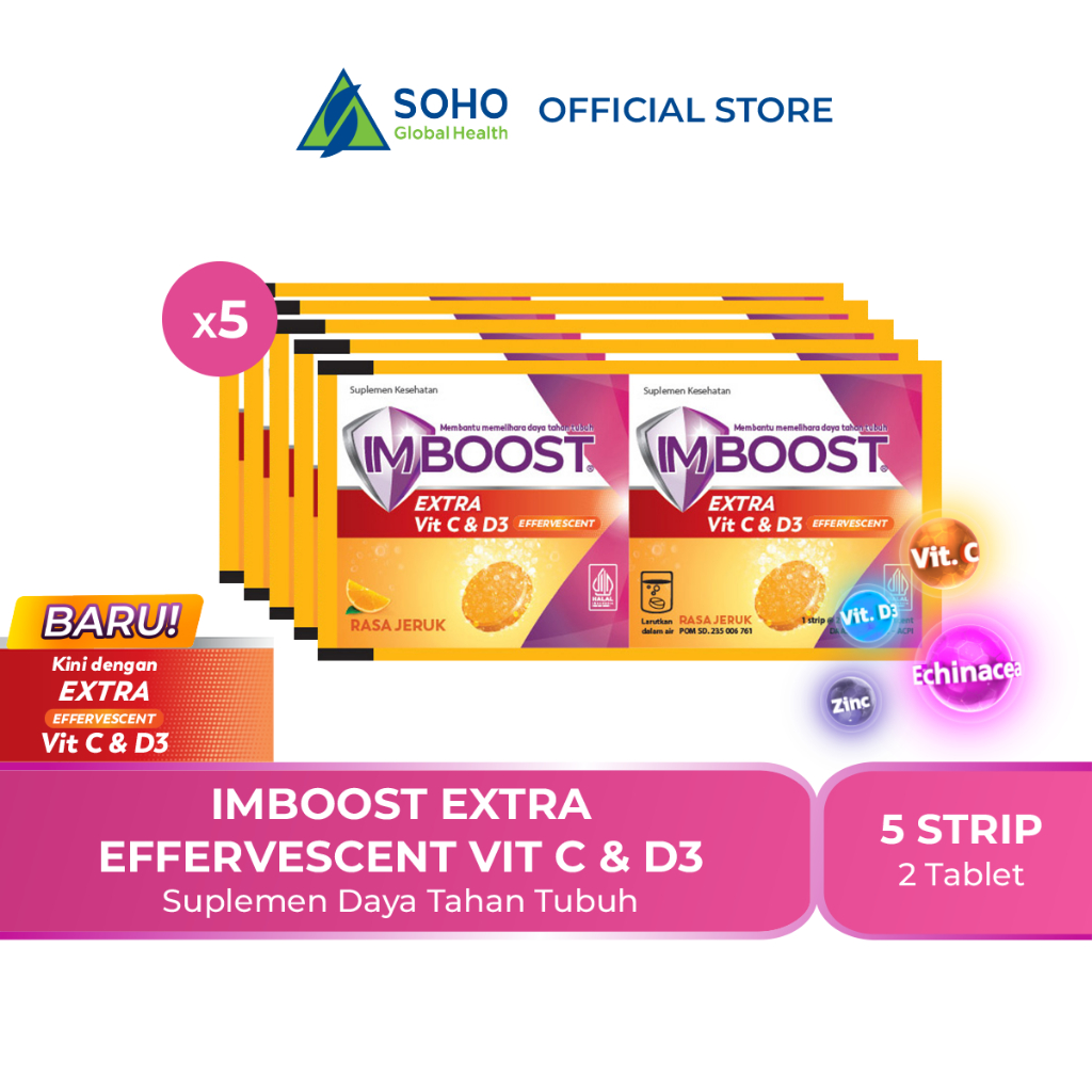 Jual Imboost Extra Effervescent With Vitamin C Rasa Jeruk - 5 Strip @2 Tablet | Shopee Indonesia