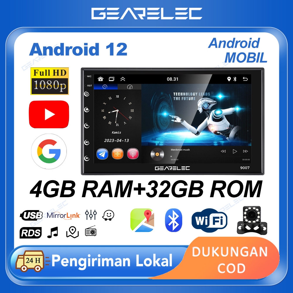 Jual 7 Inch Android 12 2GB RAM 32GB ROM Radio Mobil Bluetooth WiFi GPS ...