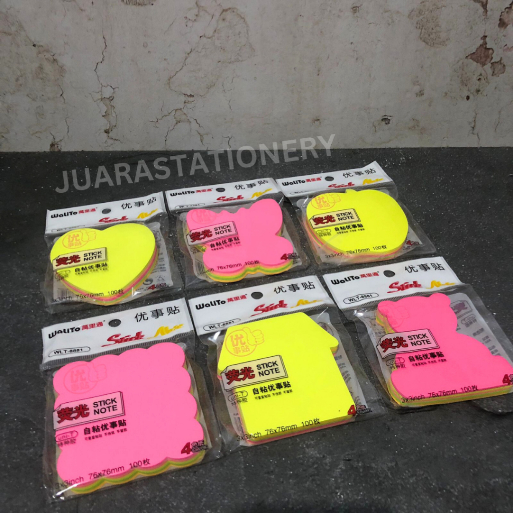Jual Sticky Note Bentuk Lucu Awan Rumah Kupu Hati Apel Bear / MemoPad ...