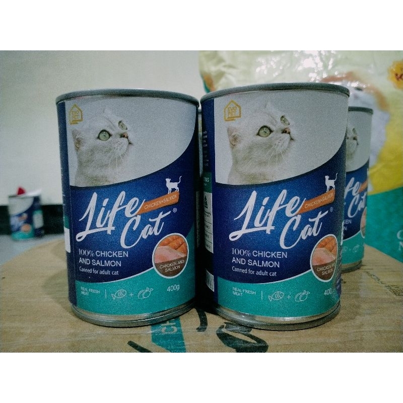 Jual Life Cat Kaleng 400g Chicken Salmon 1 dus (24 pcs) | Shopee Indonesia