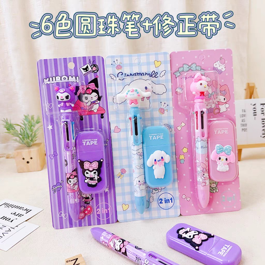 Jual Pen Set Multicolor Tipex Correction Pen 2in1 / Pulpen Sanrio ...