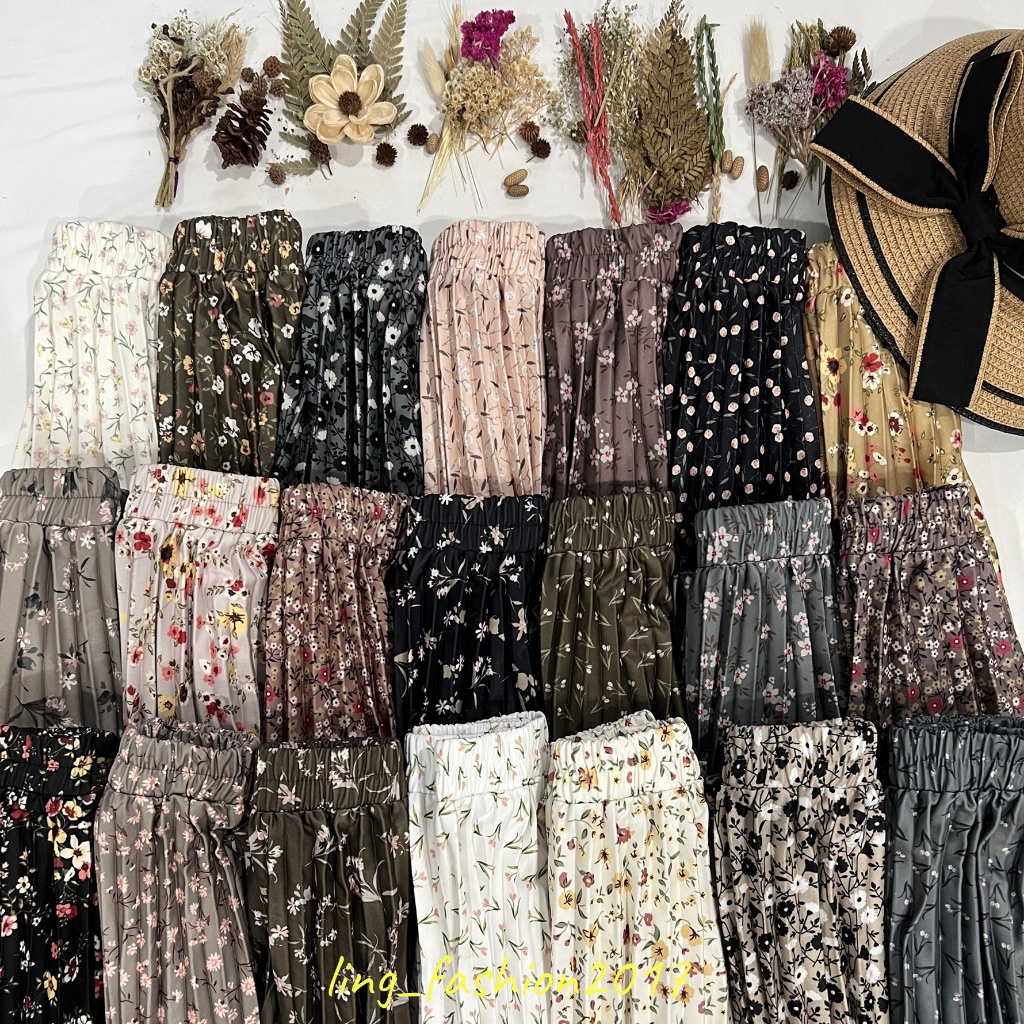 Jual ROK PLISKET WANITA KOREAN STYLE/ROK PLISKET PAYUNG MOTIF BUNGA ...