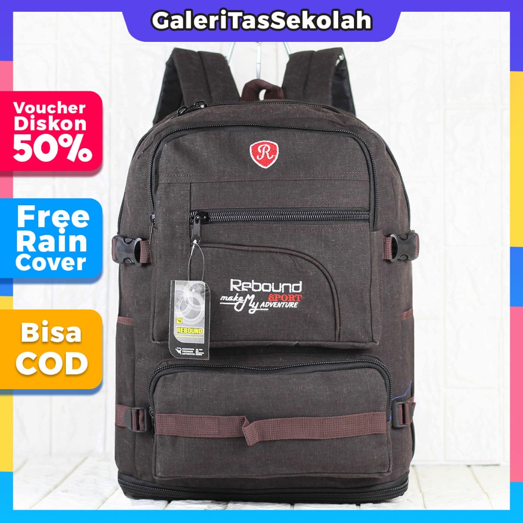 Jual Tas Outdoor Pria Jumbo Rebound Coklat Tua Backpack Kanvas Tebal ...