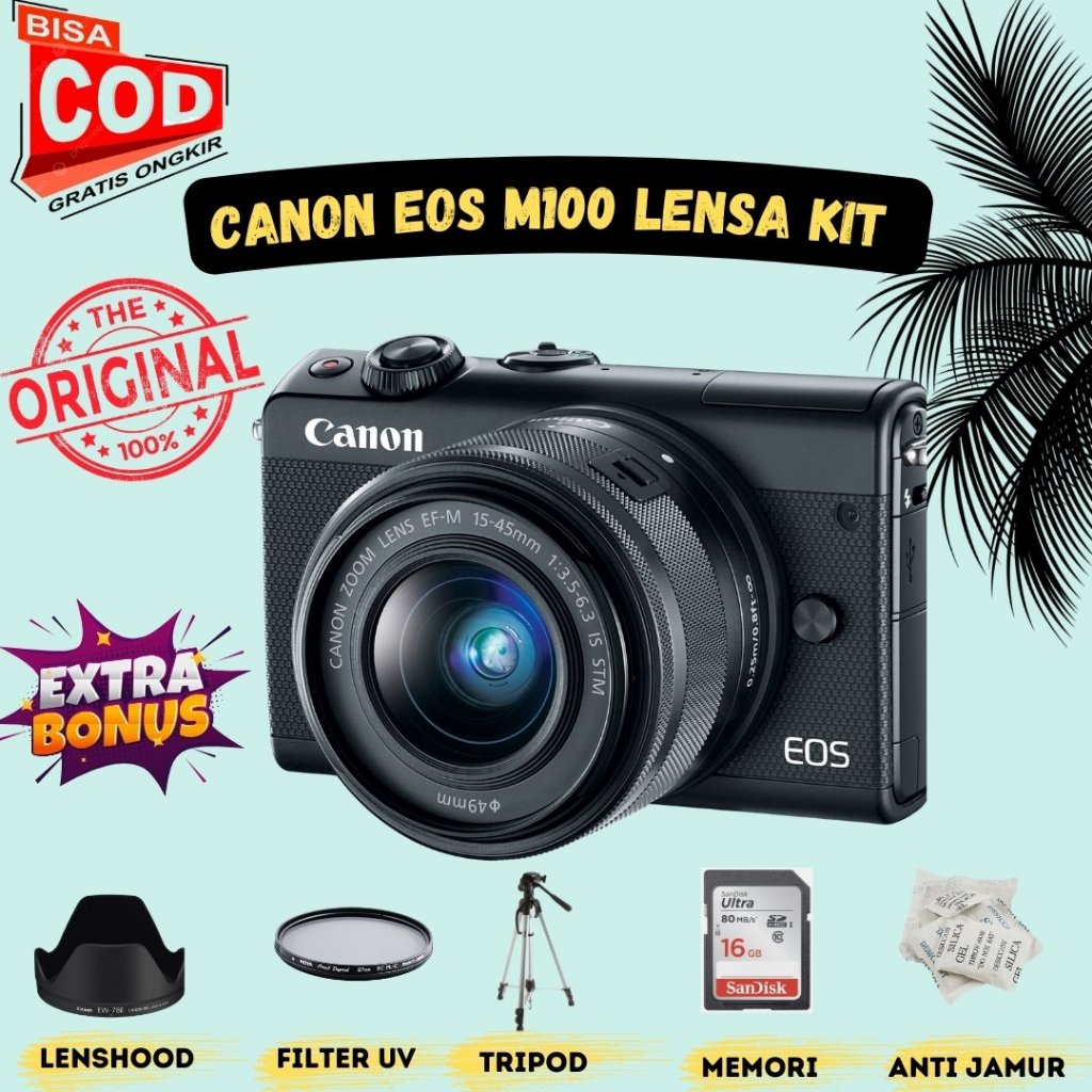 Jual MIRRORLESS CANON M100 KIT 15-45 STM FULLSET | Shopee Indonesia