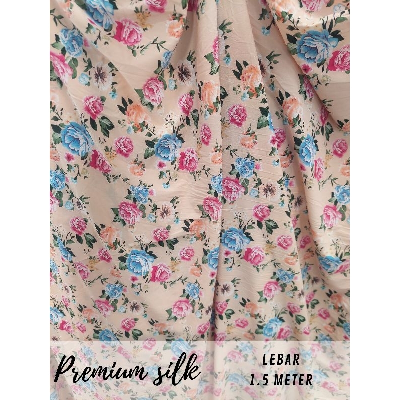 Jual kain silk premium motif bunga bahan satin | Shopee Indonesia