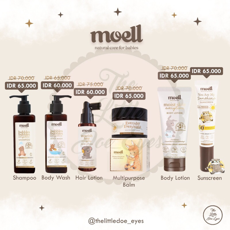Jual Moell Shampoo / body wash / hair lotion / multipurpose balm ...