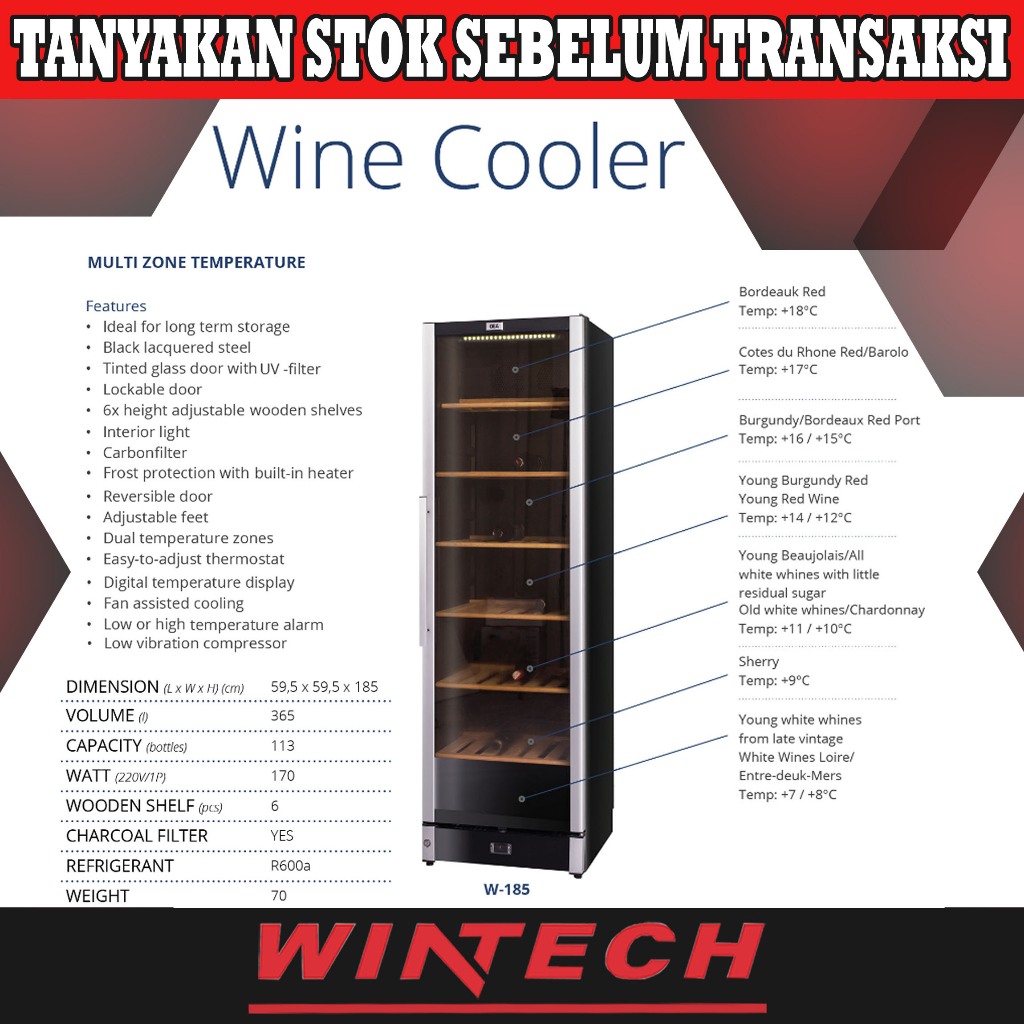 Jual Gea W-185 Premium Wine Cooler - Showcase Atau Display Cooler Untuk ...
