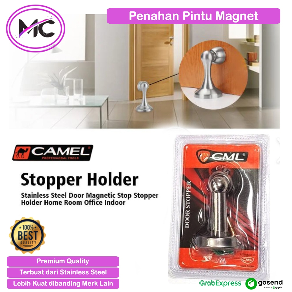 Jual Penahan Pintu Magnet Stainless Steel Camel Door Stopper Pengganjal Belakang Pintu Jendela ...