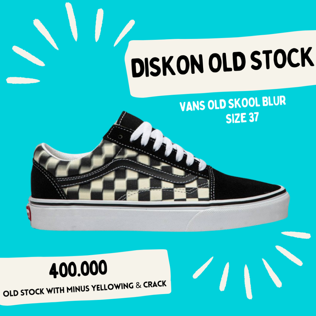 Jual VANS Old Skool Classic Checkerboard Blur Black White Original ...
