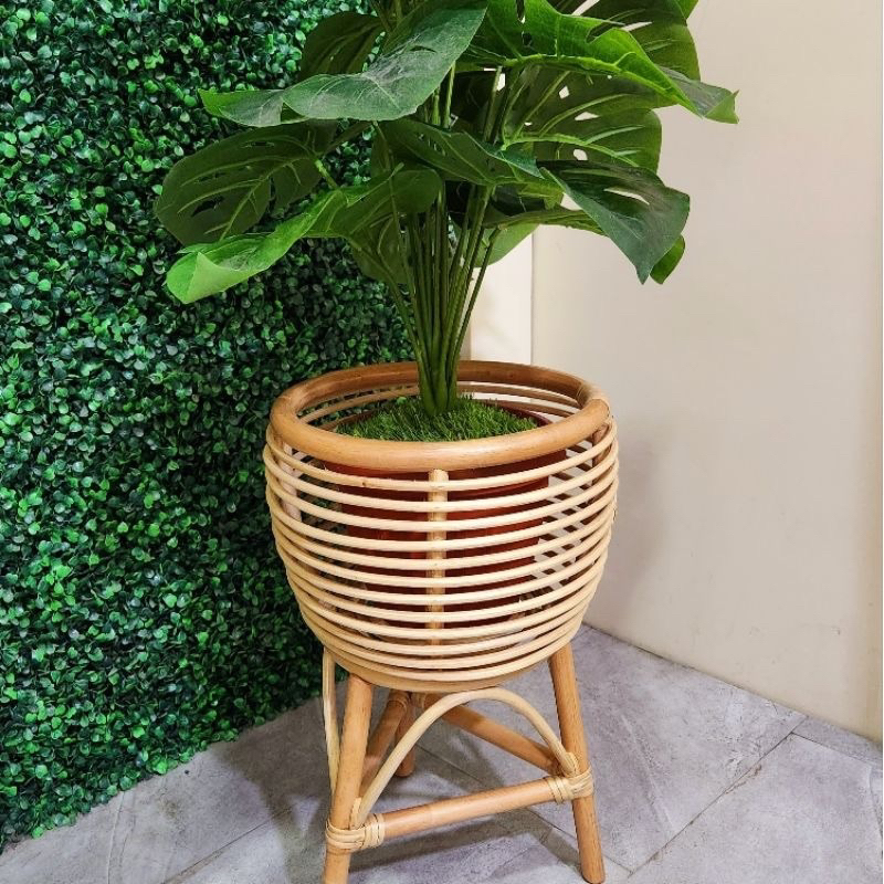 Jual STANDING POT ROTAN BULAT | rattan pot | pot tinggi | Shopee Indonesia