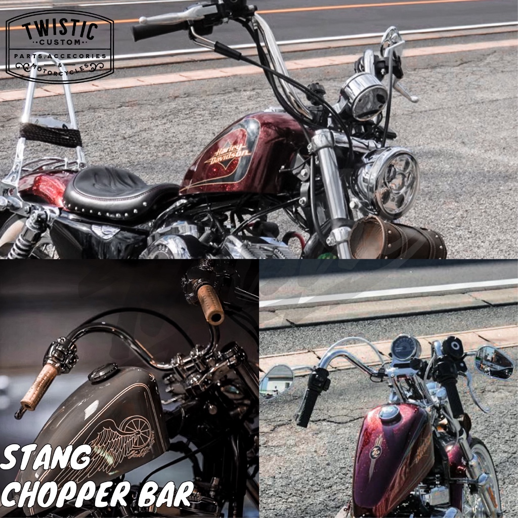 Jual Stang Chopper Bar Buckhorn 9" Motor Harley Sportster XL Dyna ...