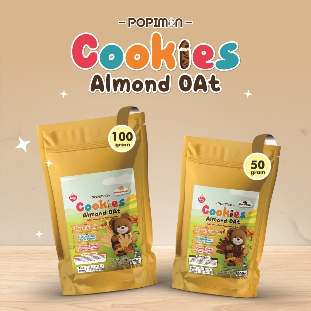 Jual Popimon Cookies Almond Oat Camilan Anak sampai Orang Tua | Snack ...