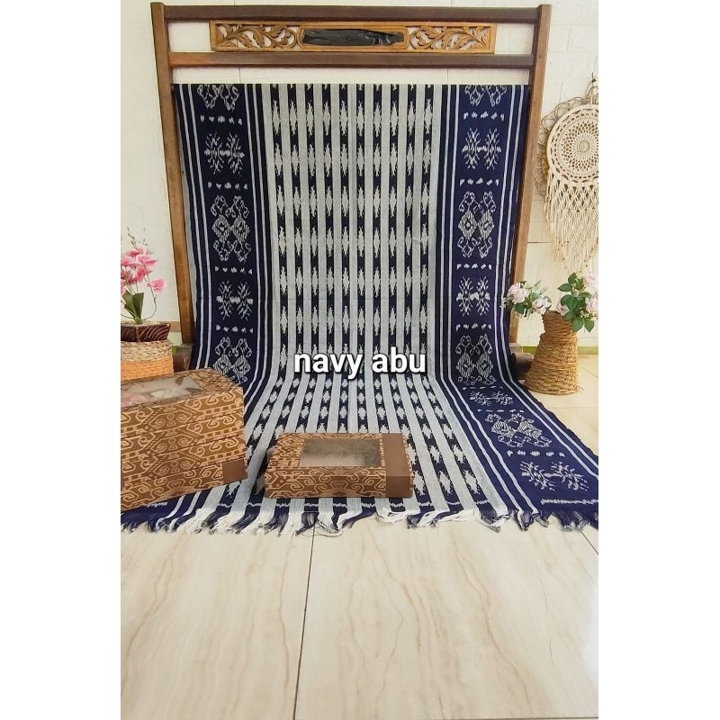 Jual kain tenun navy abu | Shopee Indonesia