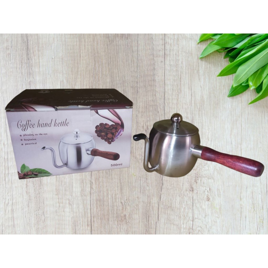 Jual Teko Leher Angsa Gooseneck Pour Over Drip Kettle Gagang Kayu 500ml ...