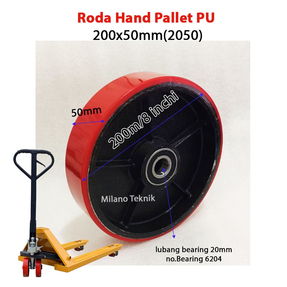 Jual Roda hand pallet 200x50mm PU handpallet depan (2050) | Shopee ...