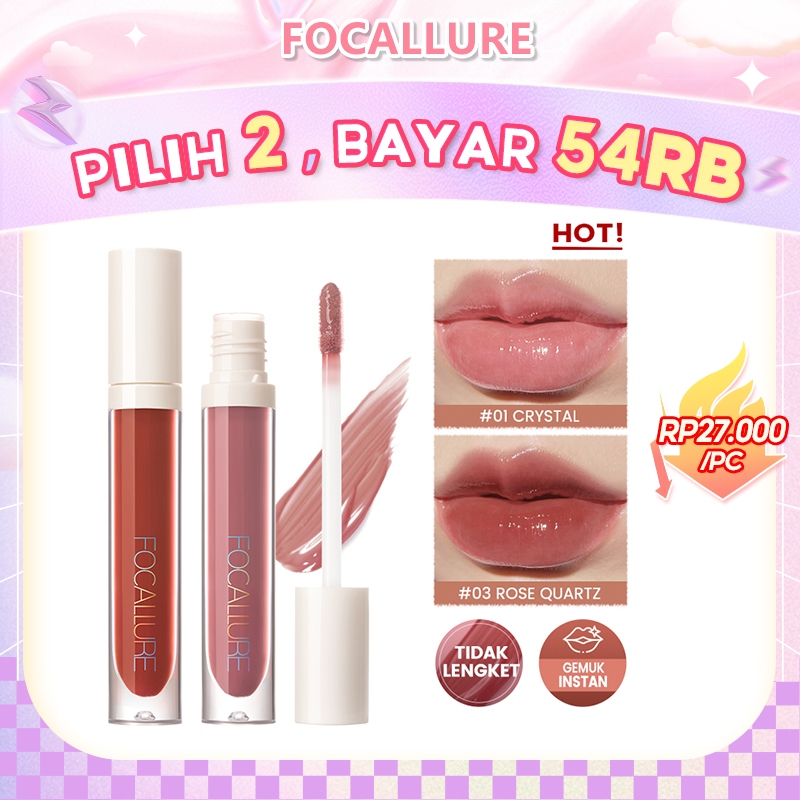 Jual Focallure Plumpmax Mirror Lip Gloss Jelly Glitter Shiny Moisturizing Lipstick Shimmer Lip ...