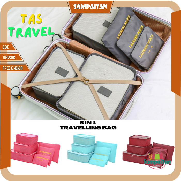 Jual Tas Travel Pouch Organizer Storage 6 IN 1 Pouch Kosmetik ...