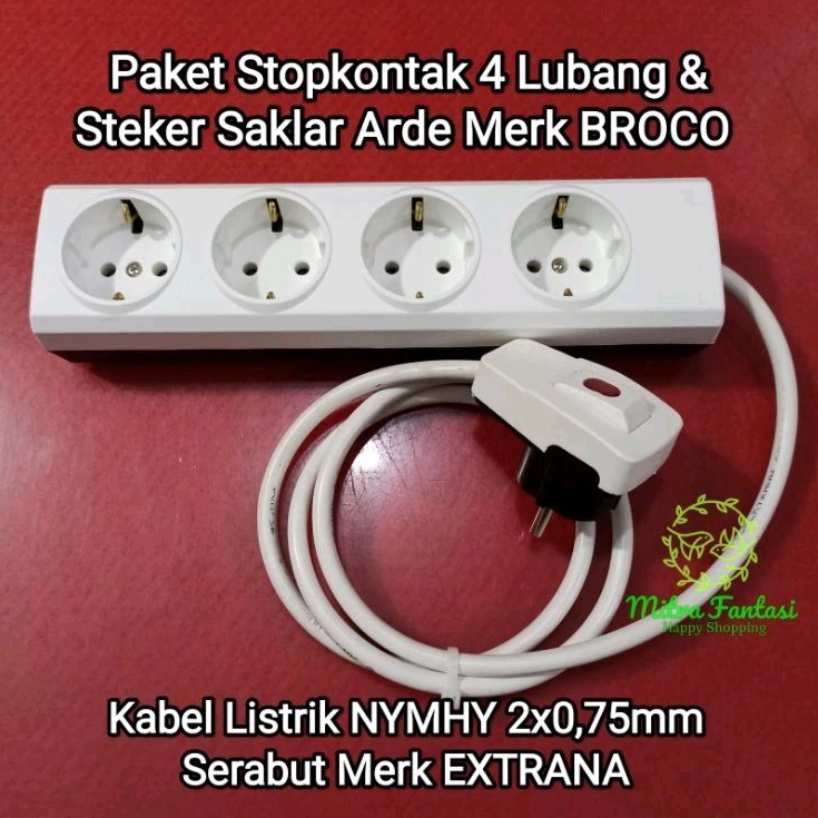 Jual Stopkontak Arde BROCO 4 Lubang Stop Kontak Steker Saklar On off ...