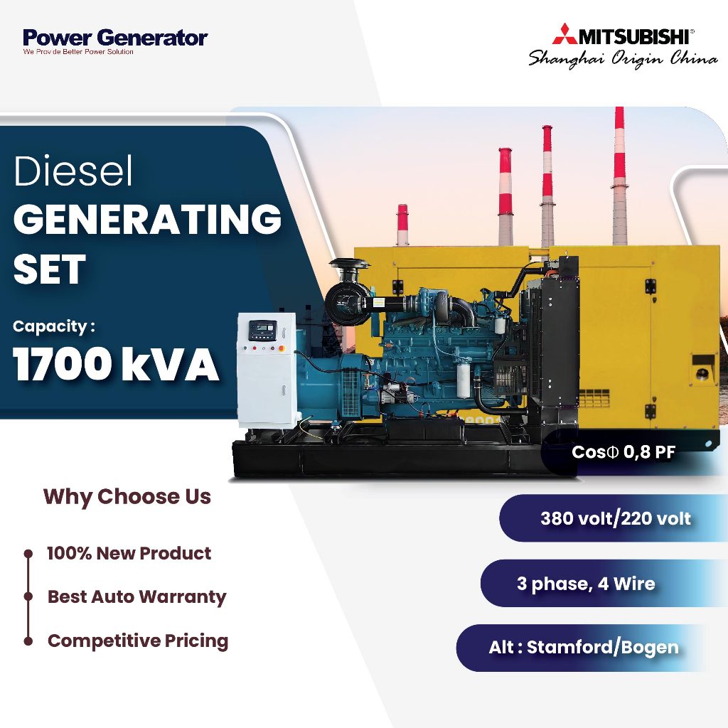 Jual Genset 1700 kVA Mitsubishi China - Open & Silent - Genset Power ...