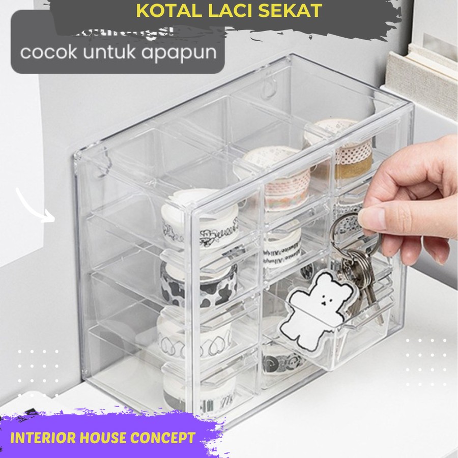 Jual Rak Laci Meja Transparan Kotak Susun Plastik Sekat Tempat ...