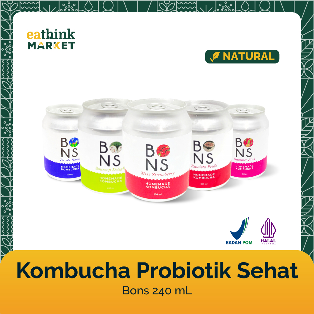 Jual Kombucha Segar Sparkling Teh Herbal Fermentasi - BONS 240 mL ...