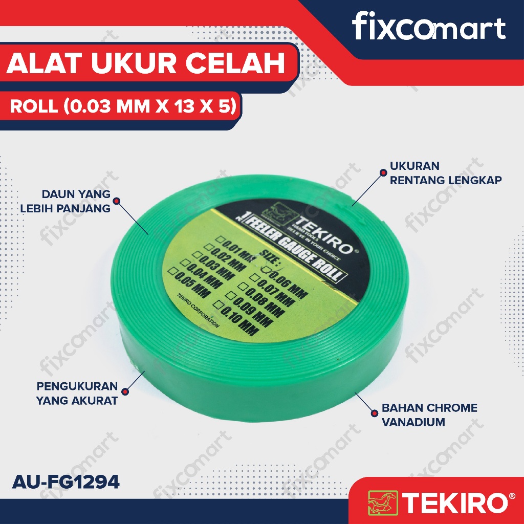 Jual Tekiro Feeler Gauge Roll 0.03 Mm X 13 X 5 / Kaliper Celah | Shopee ...