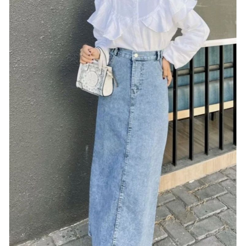 Jual Rok jeans Theana model korean terbaru bahan soft jeans | Shopee ...