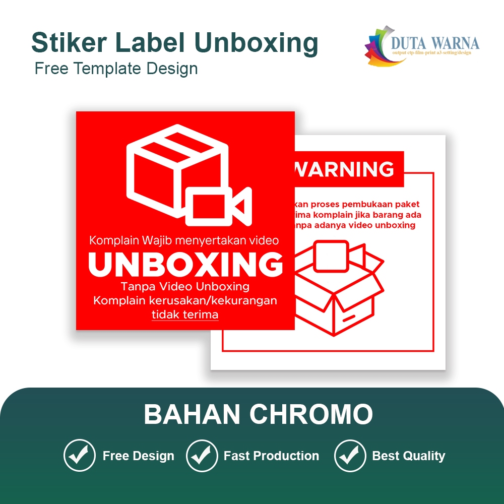 Jual STIKER LABEL UNBOXING/STIKER CHROMO/STIKER KOTAK | Shopee Indonesia
