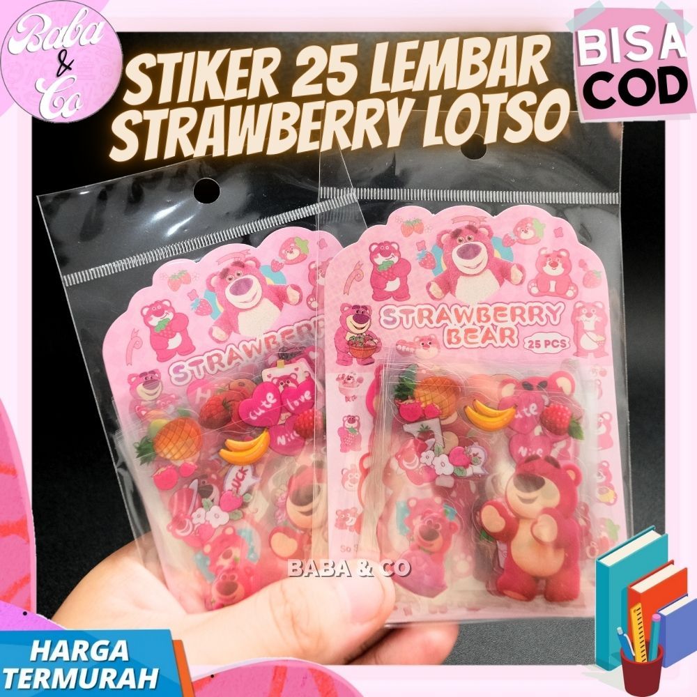 Jual STIKER LOTSO 1 SET 25pcs STIKER BENING LOTSO STRAWBERRY LUCU UNIK ...