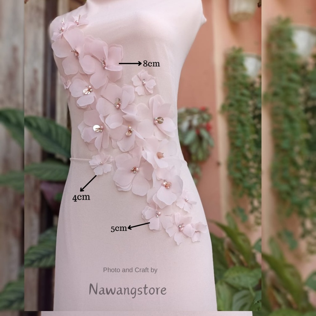 Jual Aplikasi Bunga Petunia lipat payet 2K /gaun pengantin /jahit ...