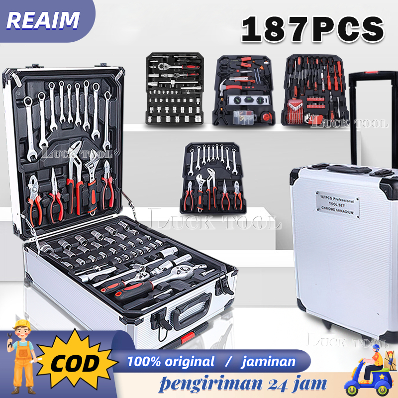 Jual REAIM Set Alat 1/2 1/4 Inci 187 PCS alat kunci pas soket Set obeng set Perkakas Bengkel Dan ...