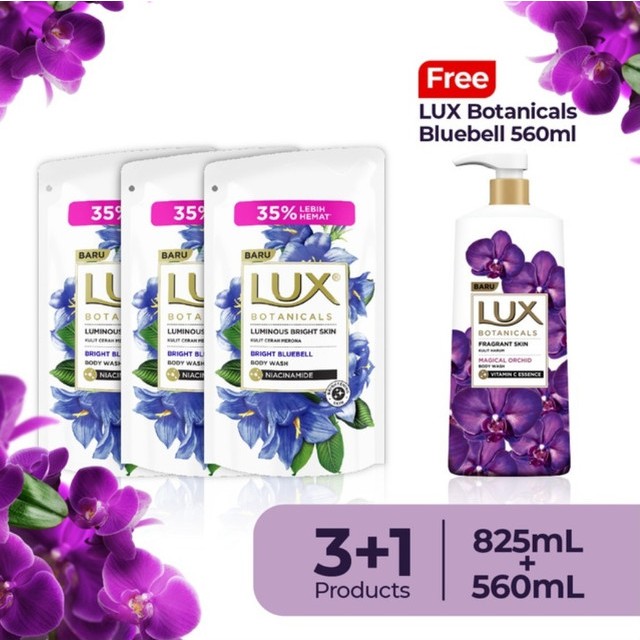 Jual Buy 3 Lux Bluebell 825ml Free Lux Magical Orchid Pump 560ml | Shopee Indonesia
