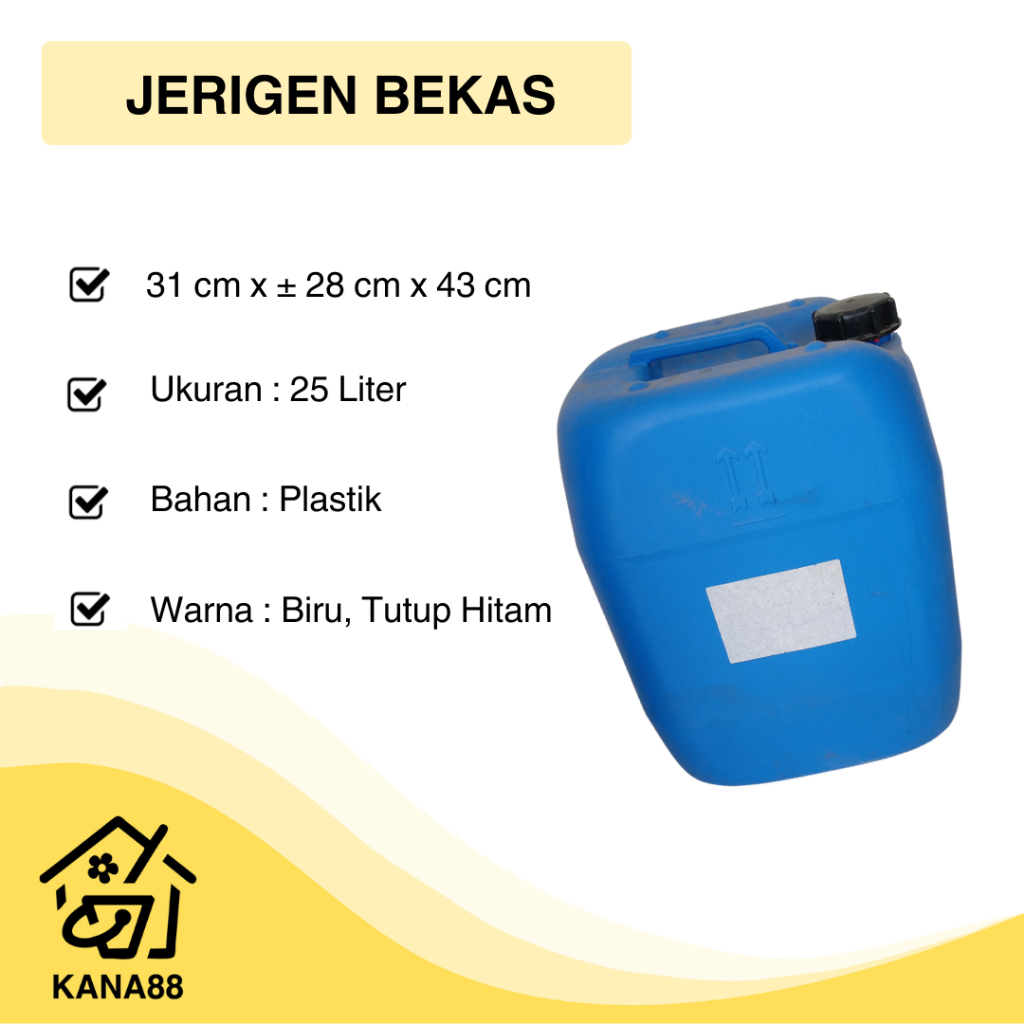 Jual Jerigen Kosong Biru 25 Liter Bekas Dengan Tutup Plastik Hitam ...