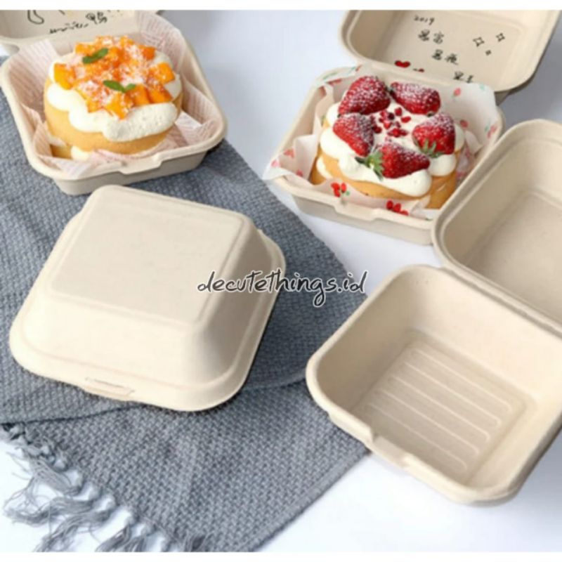Jual 1PACK ISI 5 Box Korea Cake/ Box Bento Cake/ Bagasse Korean Cake ...